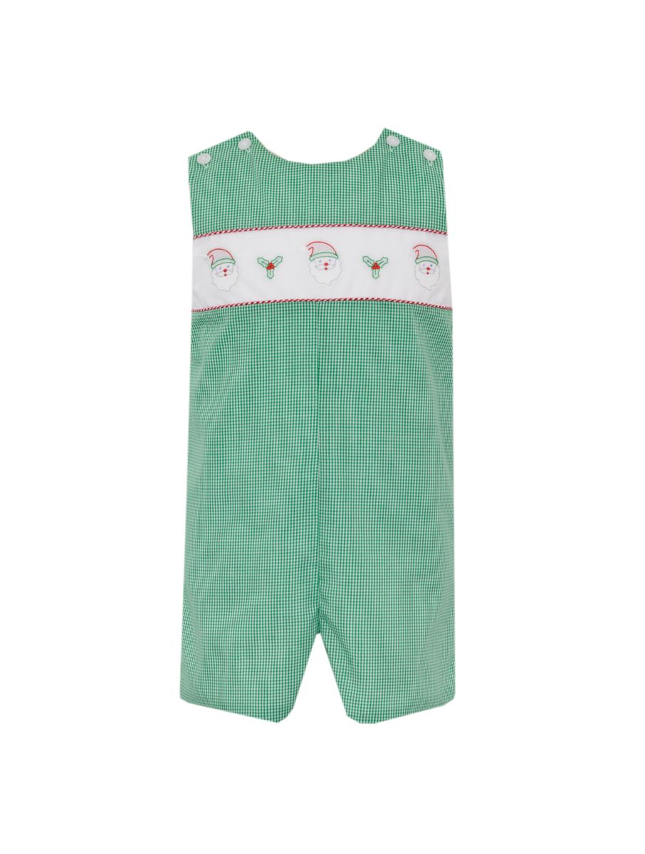 Anavini Boys Green Gingham Santa Face Jon Jon Trimmed in Red – Best ...