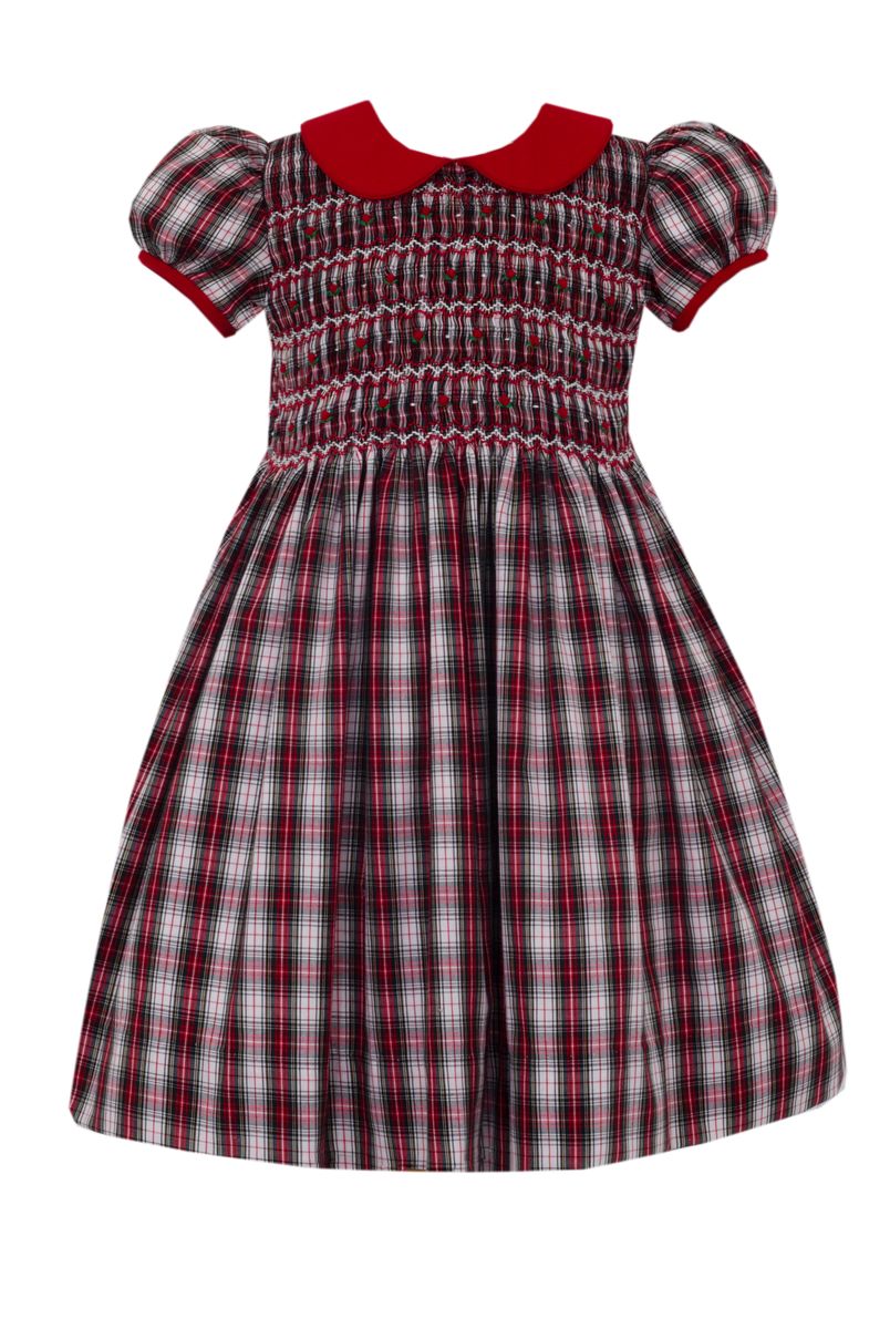 Anavini Couture Girls Red & White Tartan Plaid Dress - Red Collar - Fu ...