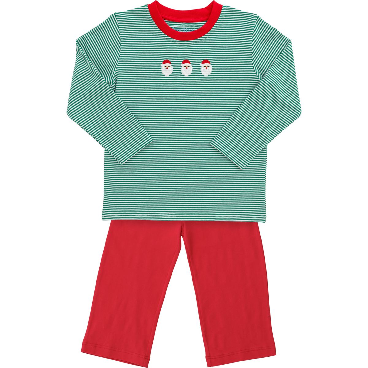 Itsy Bitsy Boys Red Pants with Green Striped Santa Claus Shirt – Best ...
