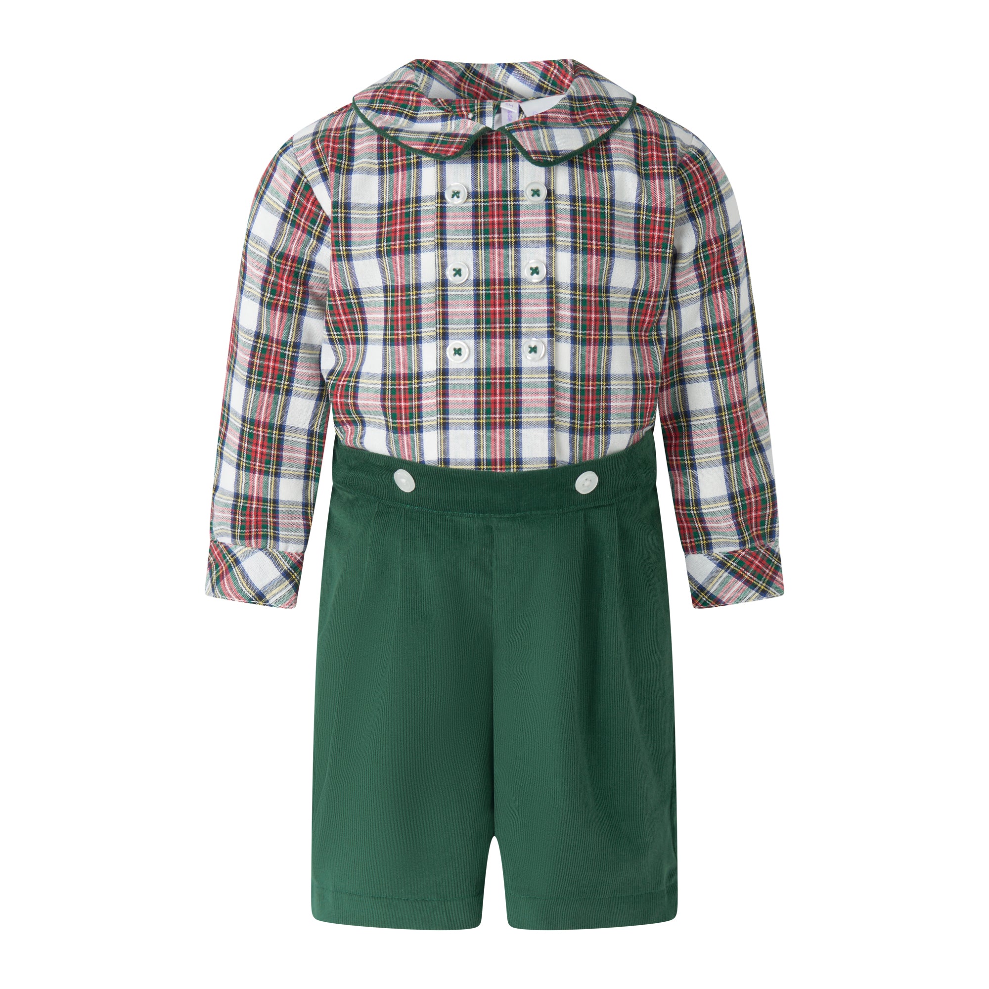 Rachel Riley London Baby Boys Green & Red Holiday Tartan Plaid Cord Se ...
