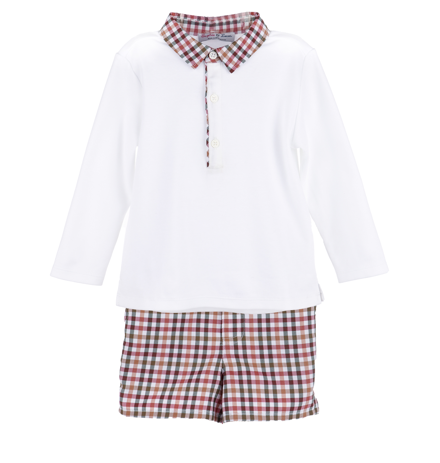 Sophie & Lucas Boys Shorts Set - Autumn Cider Checks with Trimmed Coll ...